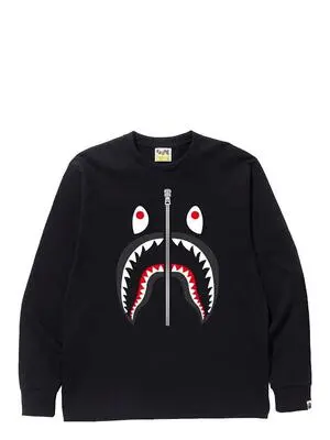 A BATHING APE Shark Long Sleeve Tee Shirt - Black