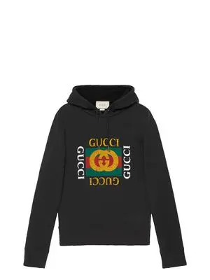 Gucci Logo Print Hoodie - Black