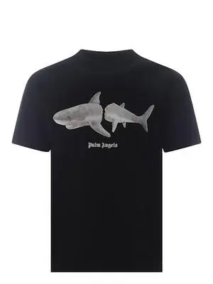 Palm Angels Shark Classic Tee Shirt - Black/white