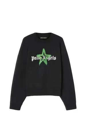 Palm Angels Star Sprayed Crewneck Sweatshirt - Black/green