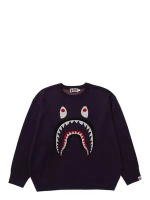 A BATHING APE Shark Jacquard Knit Sweater - Brown