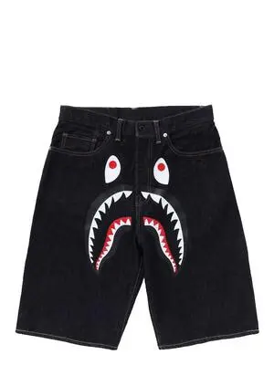 A BATHING APE Shark Denim Shorts - Indigo