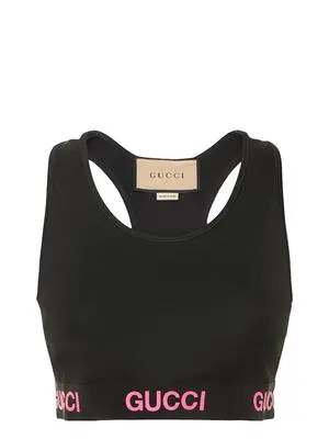 Gucci Logo Jacquard Crop Top - Black Pink