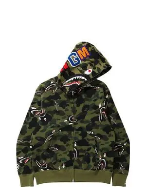 A BATHING APE 1st Camo Shark Relaxed Full Zip Hoodie Green