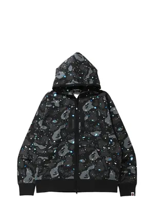 A BATHING APE Relaxed Space Camo Full Zip Hoodie - Black