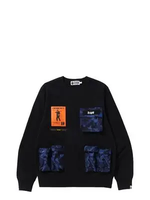 A BATHING APE Camo Pocket Crewneck Sweatshirt - Black