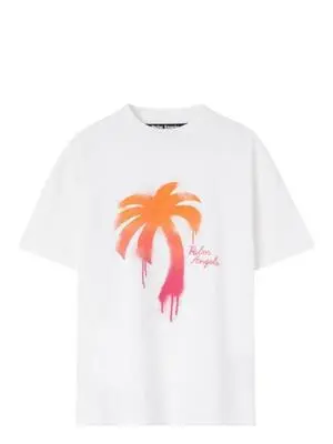 Palm Angels Sprayed Palm Classic T-shirt - White/fuchsia