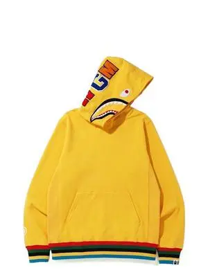 A BATHING APE Shark Line Rib Pullover Hoodie - Yellow