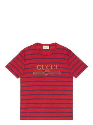 Gucci Logo Striped T-shirt - Red