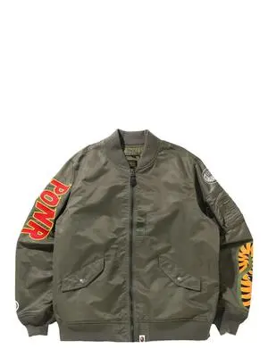 A BATHING APE Shark Loose Fit Ma1 Jacket - Olivedrab Green