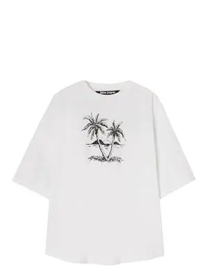 Palm Angels Sunset Palms Over T-shirt - Optical White/black