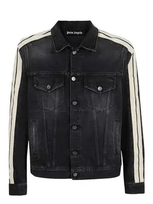 Palm Angels Side Striped Denim Track Jacket - Black/white
