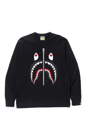 A BATHING APE Shark Long Sleeve Tee Shirt Tee Shirt - Black