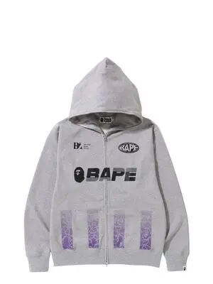 A BATHING APE Soccer Game Graphic Relaxed Fit Full Zip Hoodie - Grey