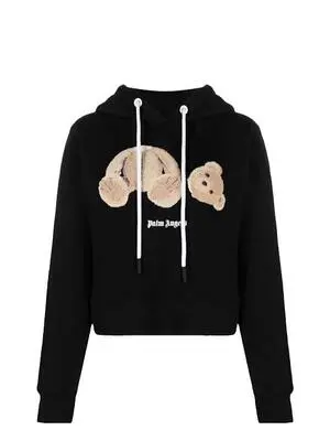 Palm Angels Teddy Bear Logo Hoodie - Black/brown