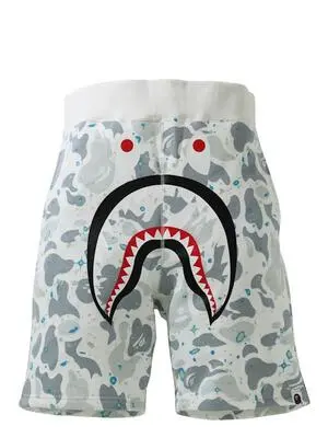 BAPE Space Camo Shark Sweat Shorts White