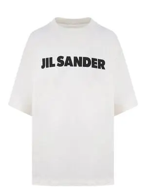 JIL SANDER Boxy Fit Logo Print T-shirt - Ivory/black