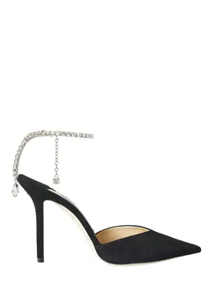 JIMMY CHOO Saeda 100mm Embellished Pumps - Black/crystal