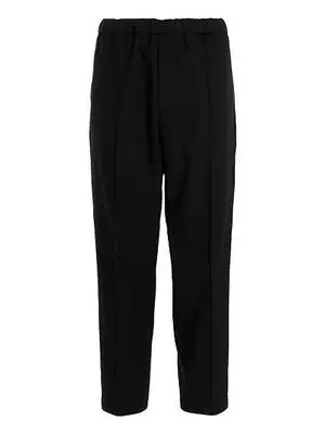 JIL SANDER Elastic Drawstring Waist Gabardine Trousers - Black