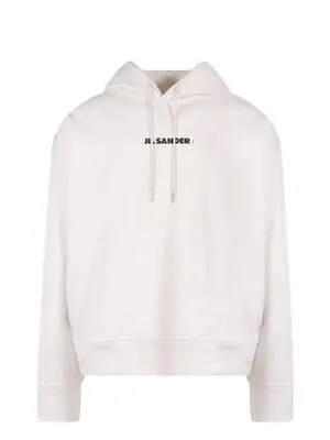 JIL SANDER Cotton Logo Hoodie - White