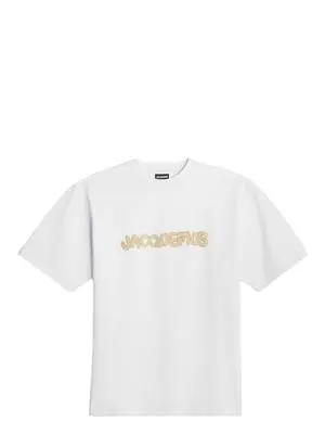 Jacquemus Le T-shirt Raphia Logo T-shirt - Print Macrame Logo White