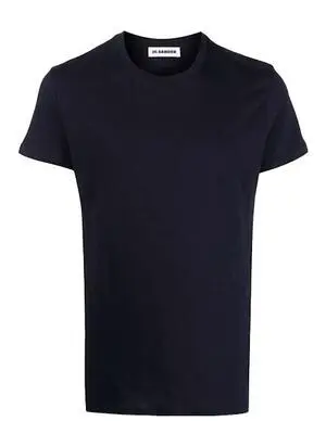 JIL SANDER Round Neck Cotton T-shirt - Dark Blue