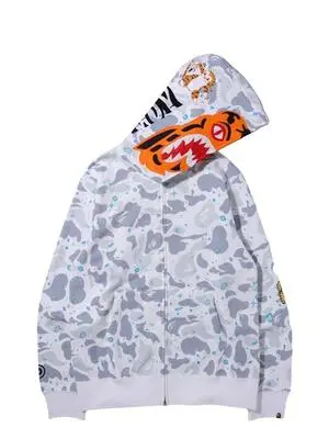 A BATHING APE Space Camo Tiger Full Zip Hoodie - White