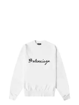 Balenciaga Script Logo Crewneck Sweatshirt - White/black