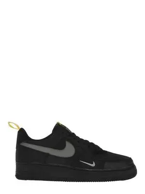 Nike Air Force 1 Low Cut Out Swoosh Sneakers - Black/silver/yellow