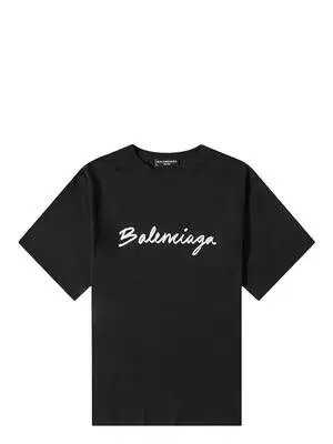 Balenciaga Script Logo T-shirt - Black/white