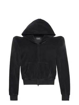 Balenciaga Round Shoulder Zip-up Hoodie - Black