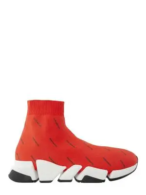 Balenciaga Speed 2.0 Alloverin Sneakers - Intense Red/black