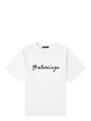 Balenciaga Script Logo T-shirt - White/black
