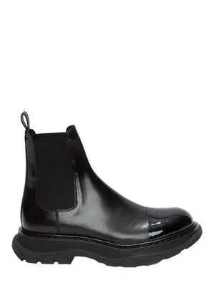 Alexander McQueen Shiny Toecap Tread Chelsea Boot - Black