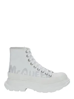 Alexander McQueen Tread Slick Graffiti Boots - White/silver