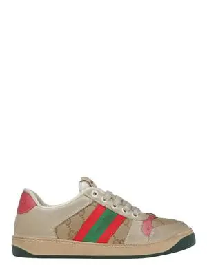 Gucci Screener Leather Sneakers Cream Yellow/red/green