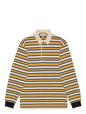 Gucci Striped Polo Shirt With Patch - Yellow