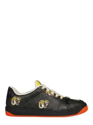 Gucci Screener Gg Supreme Tiger Print Sneakers - Black/yellow/orange