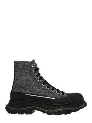 Alexander McQueen Tread Slick Lace-Up Boots Black/silver