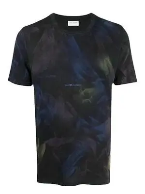 Saint Laurent Tie Dye Rive Gauche Devore T-shirt - Black