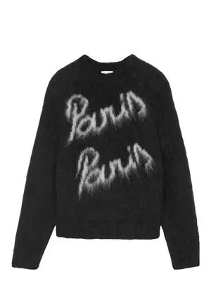 Saint Laurent Paris Mohair Knit Sweater - Black/natural