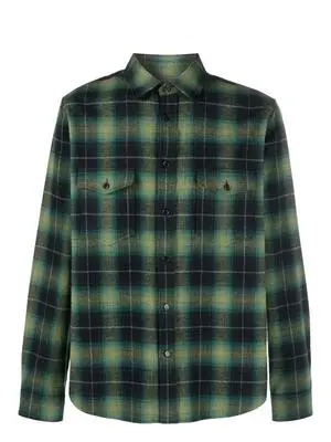 Saint Laurent Oversized Flannel Shirt - Green/black/white