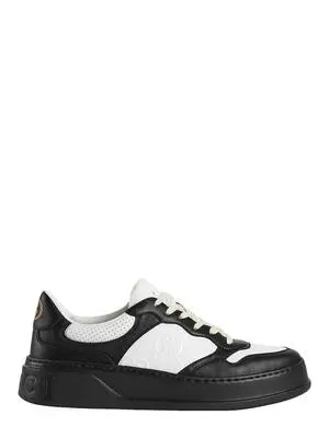 Gucci Gg Embossed Leather Sneakers - White/black