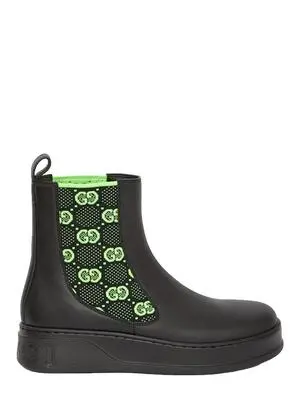 Gucci Gg Elastic Chelsea Boots - Black/green