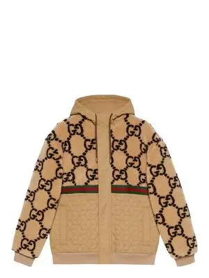 GUCCI GG Jacquard Oversized Hooded Wool Jacket