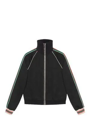 Gucci Gg Jacquard Jersey Zip Jacket - Black