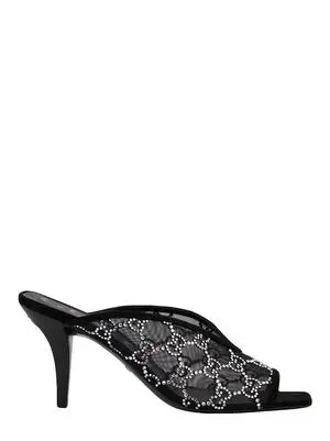 Gucci Gg 75mm Heeled Sandal - Black/crystal