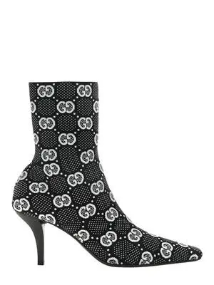 Gucci Gg 75mm Knit Ankle Boots - Black/white