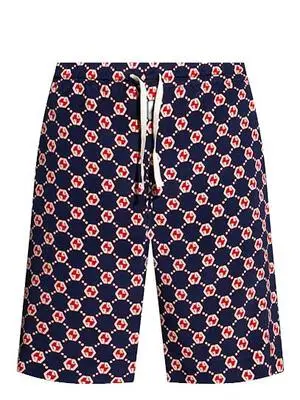 Gucci Gg Hexagon Silk Crepe Shorts - Blue/ivory/red