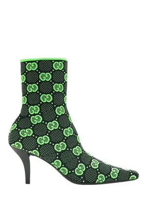 Gucci Gg 75mm Knit Ankle Boots - Black/fluorescent Yellow